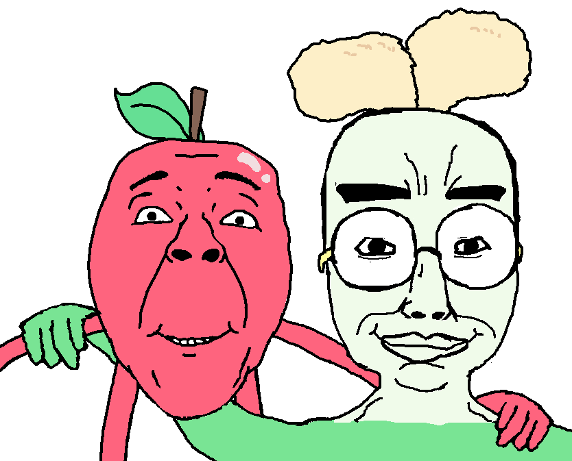 SoyBooru - Post 148217: apple apple_and_onion chud_troon_alliance glasses leaf onion stem ...